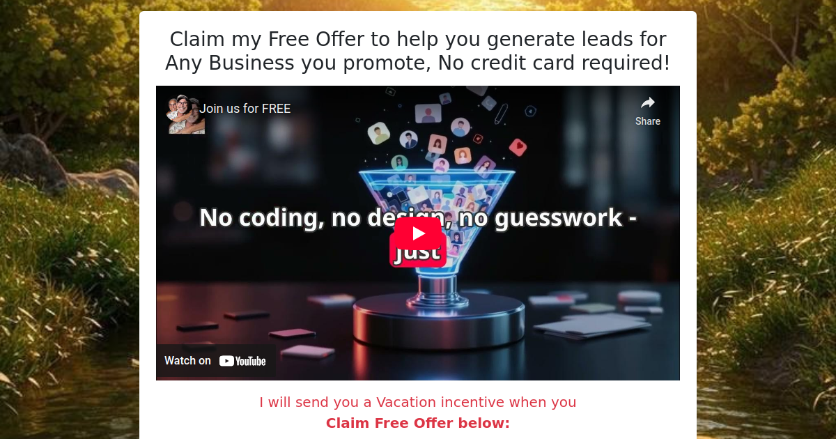 Claim my Free Offer to help you generate leads for Any Business you ...